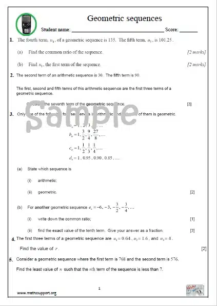 Maths IBAA – 1.31 Geometric sequences | Math Support