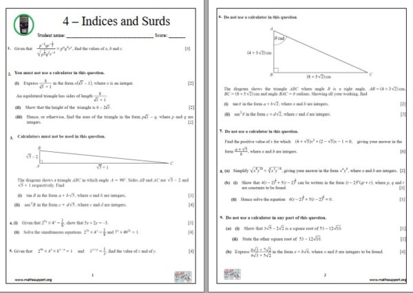 Maths Indices And Surds Additional Maths