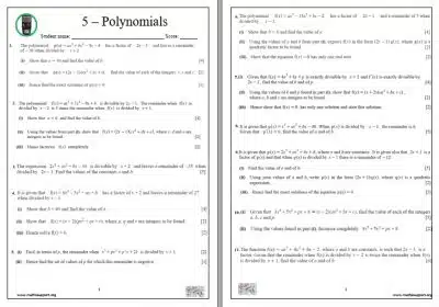 Maths Topic 05: Polynomials - Additional Maths