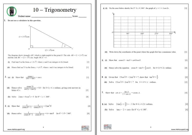 Maths Topic 10: Trigonometry – Additional Maths