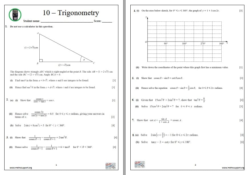 Maths Topic 10 Trigonometry Additional Maths