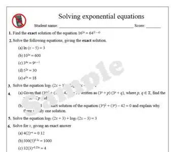 Maths IB 1.7.4 Solving exponential equations – A & A SL