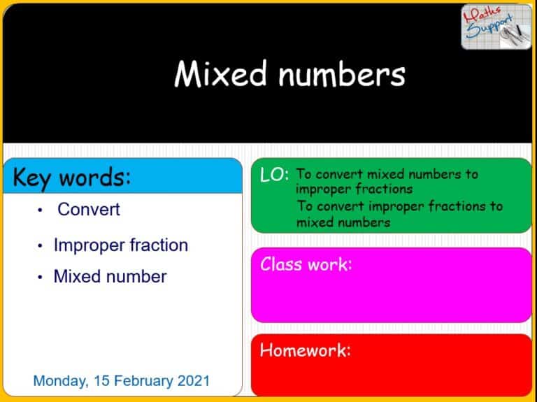 Maths KS3 – 1.05.3 Mixed numbers | Math Support