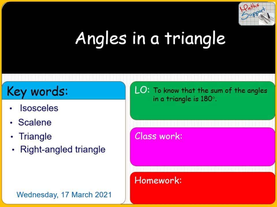 Maths KS3 – 3.0.1 Angles in a triangle