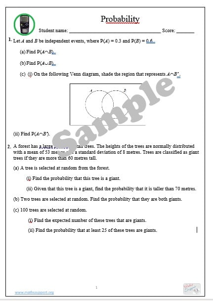 Maths IB 4.1 Probability – Analysis and approaches SL