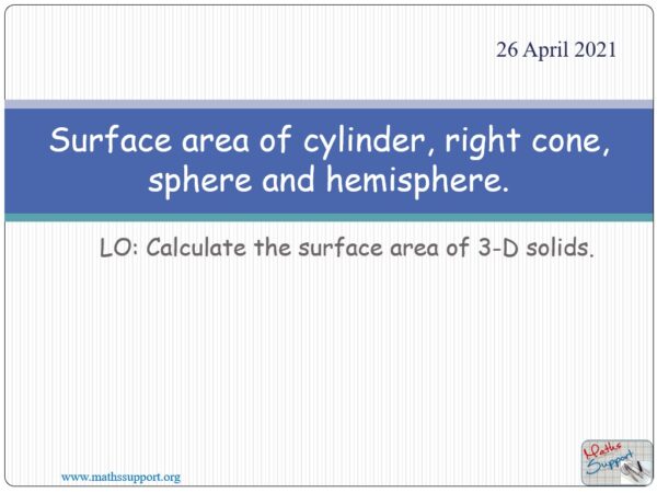 Maths IGCSE E7.41 Surface area of cylinders, cones and spheres