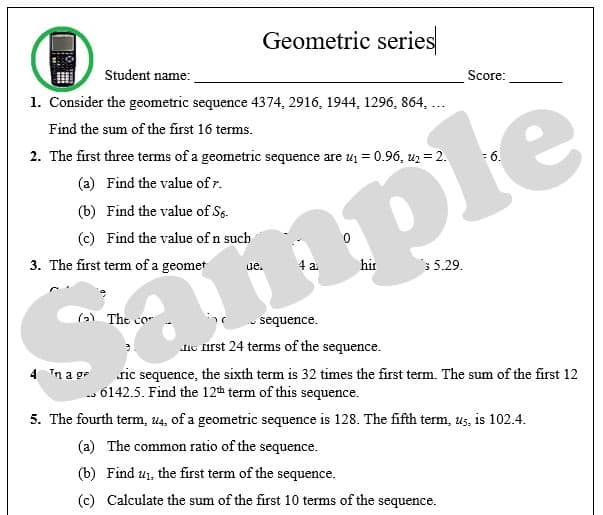 Maths IB 1.32 Geometric series – A & I SL