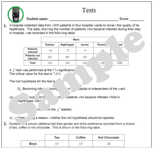 Maths IB 4.11 Statistical tests – A & I SL