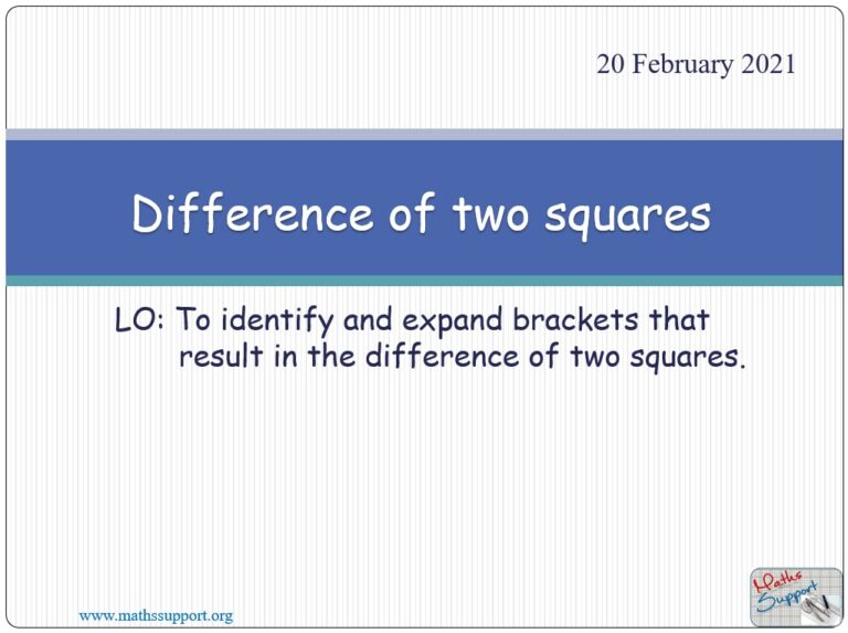 Maths IGCSE E2.72 Expanding the difference of two squares