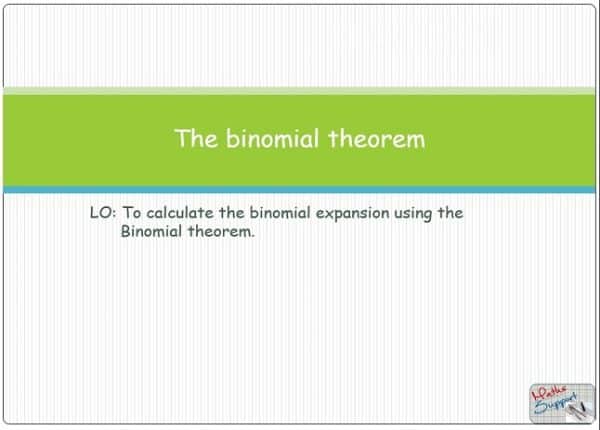 Maths IBAA – 1.92 Binomial theorem, positive integer indices